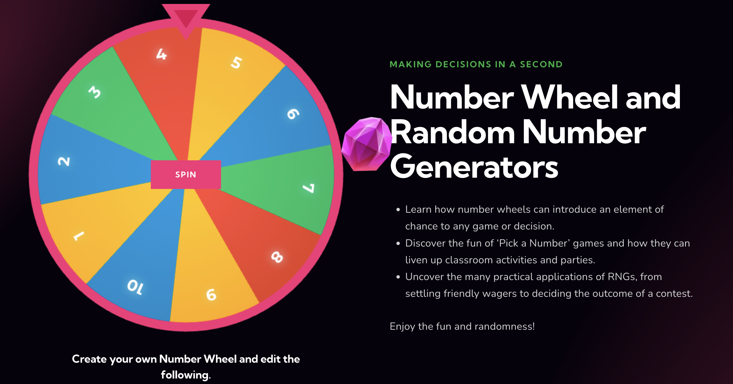 Number Wheel Pick A Number 1 2 3 4 5 6 Between 1 And Number Wheel Pick A Number 1 2 3 4 5 6 Between 1 And