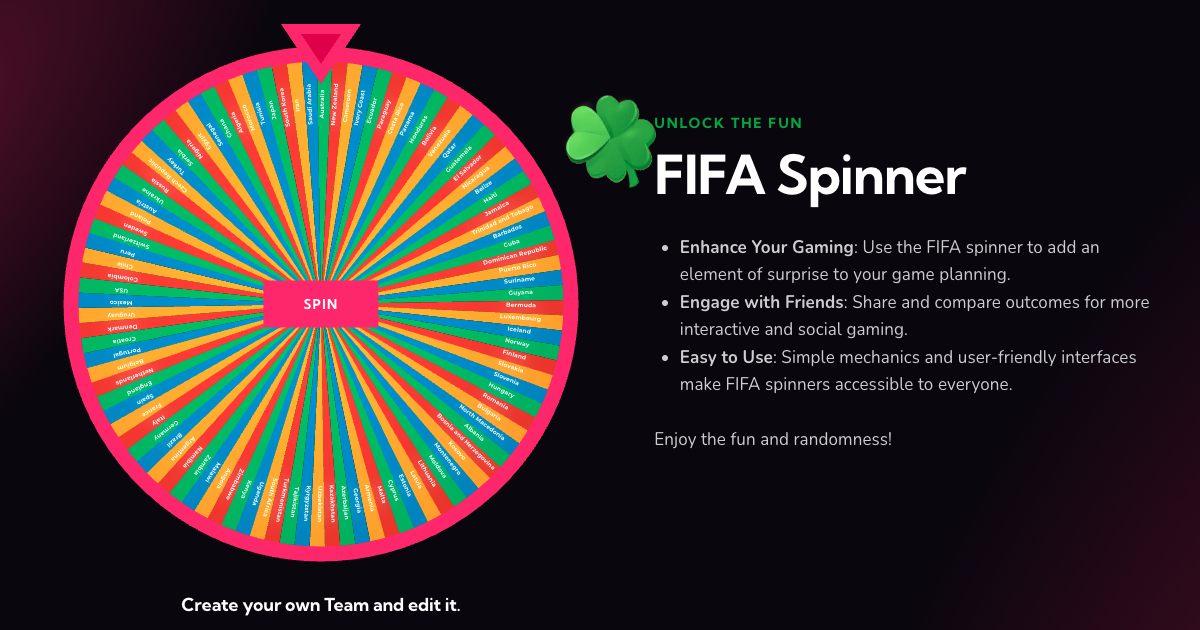⚽️ FIFA Spinner | 99+ Teams to Surprise Your Game Planning 🏃🏼- Pick The ...