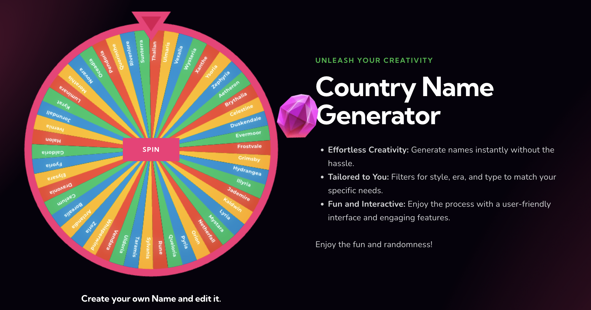 Country Name Wheel 🏛 Random Generator for Unique Names 🌍 - Pick The Wheel