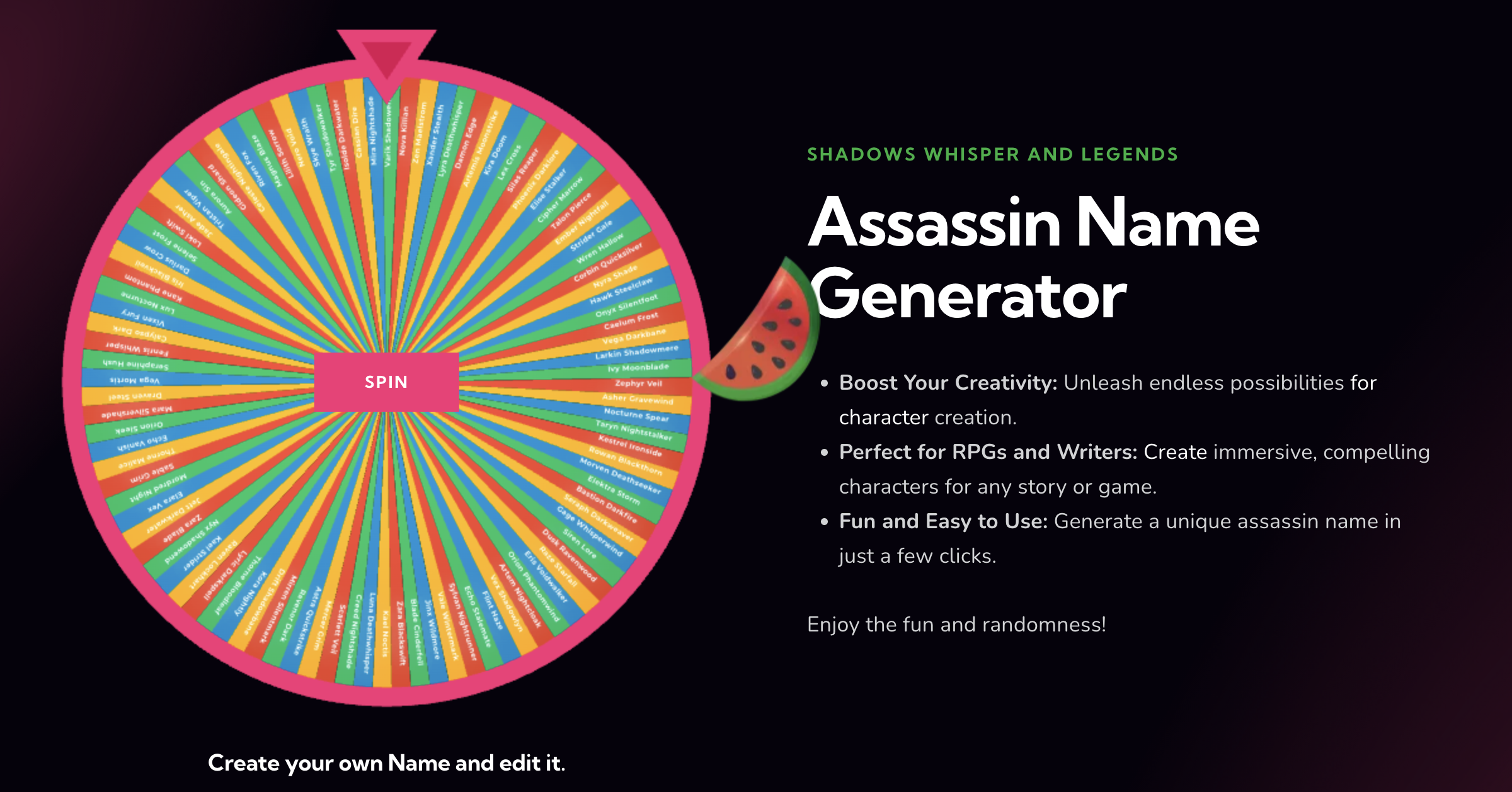🗡️ Assassin Name Generator | Alter Ego &100+ Names to Uncover the Darkness 🌑 - Pick The Wheel