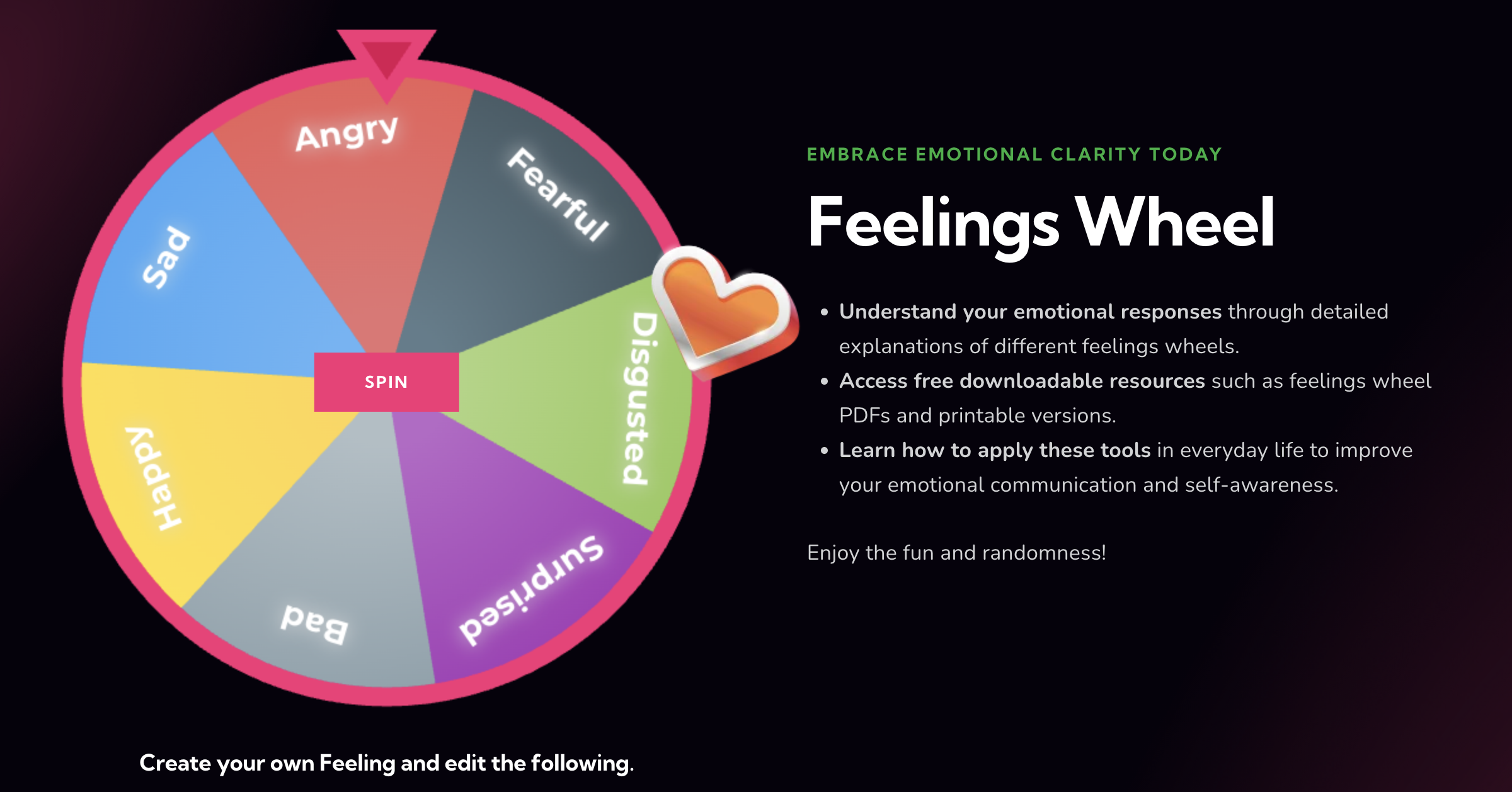 💭 Feelings Wheel | 7 Basic Feelings 💖 for Greater Self-understanding - Pick The Wheel