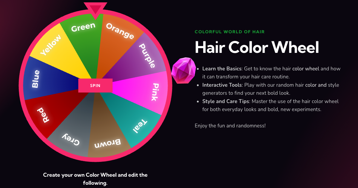 Hair Color Wheel 💇🏻‍♀️ Random Hair Color Generator to Find Your Color ...