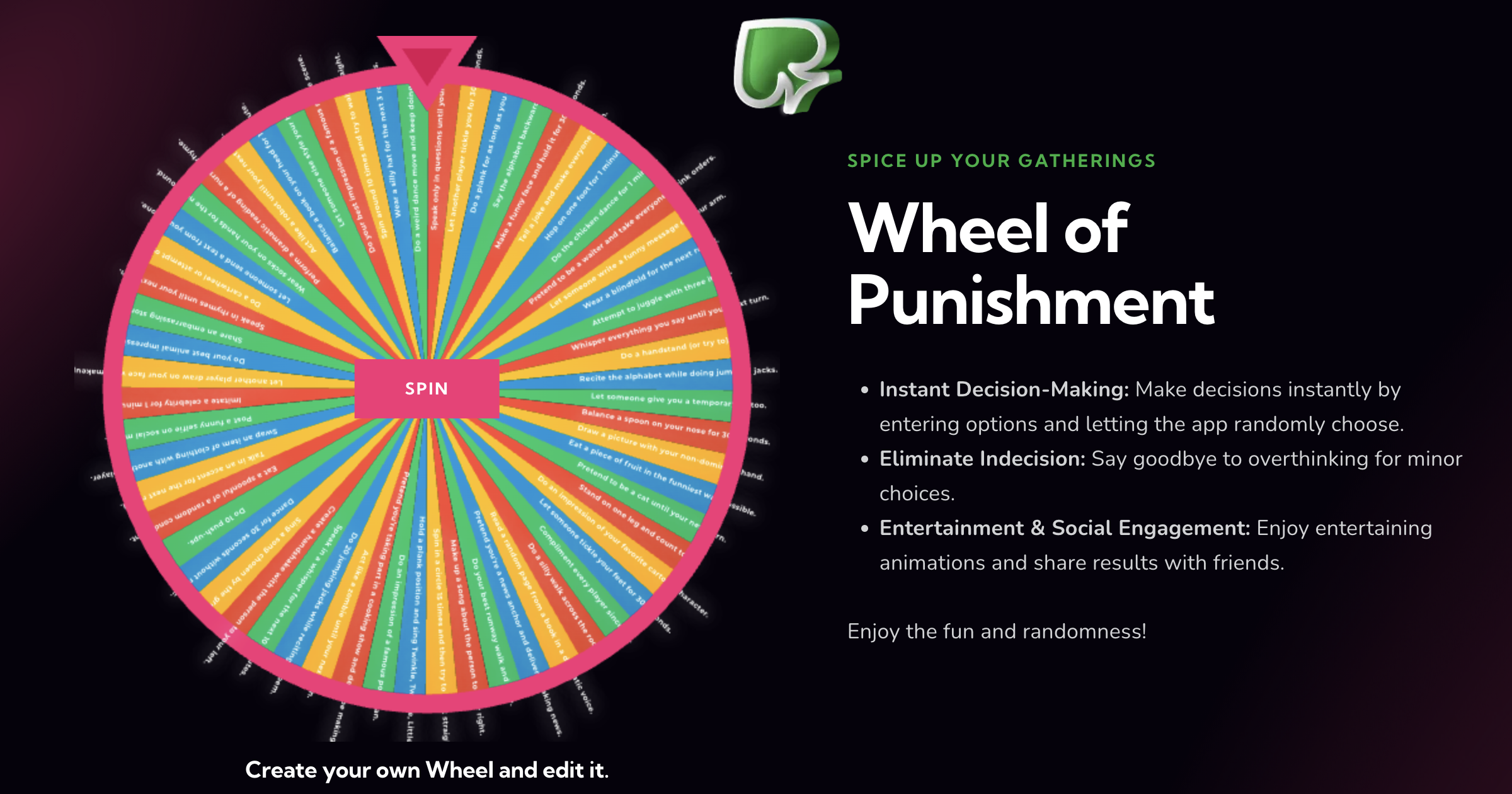 Wheel of Punishment 🎡 Random Punishment Generator 💥 for Fun & Random ...