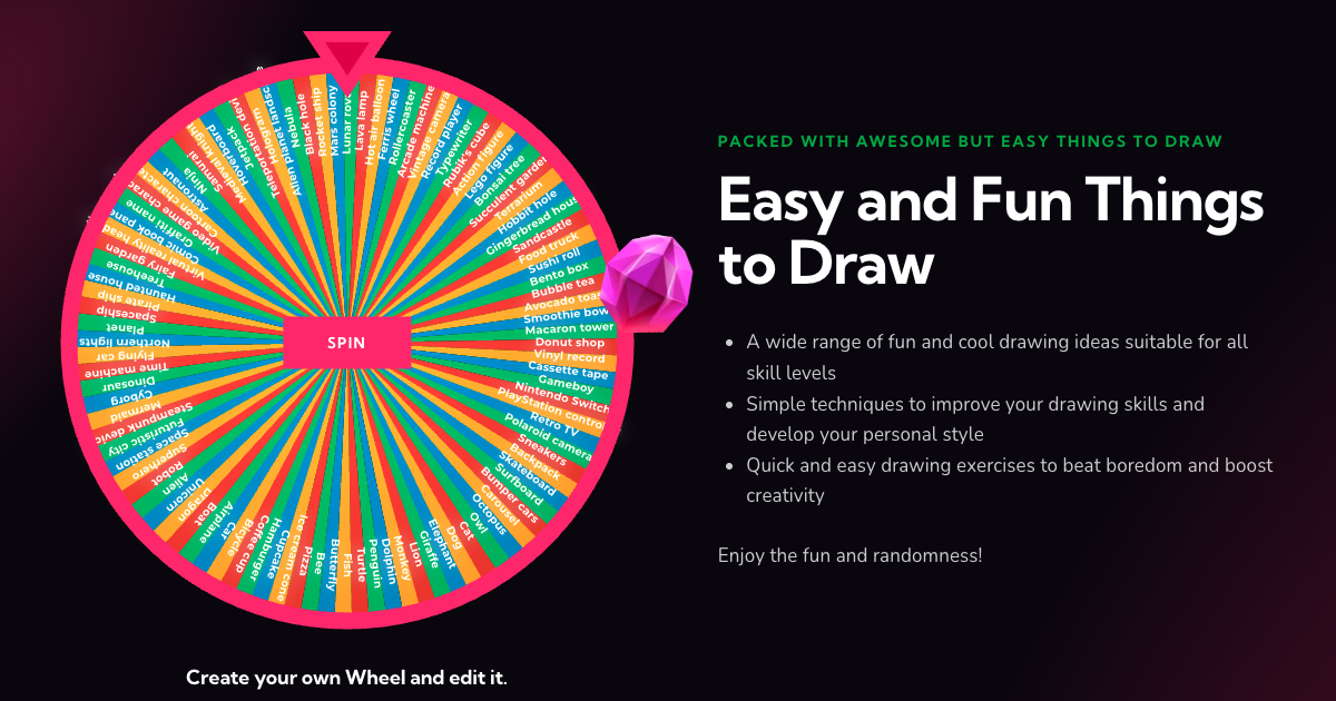100+ Cool Things to Draw ️ Easy Ideas & Fun 🎨 - Pick The Wheel