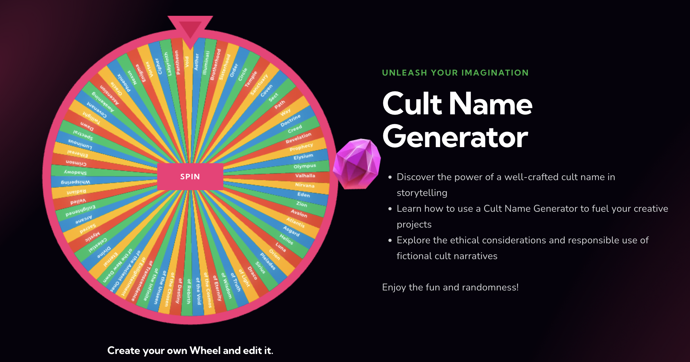 🔮 Cult Name Generator | 🪄 Spark Creativity & Intrigue Instantly - Pick ...