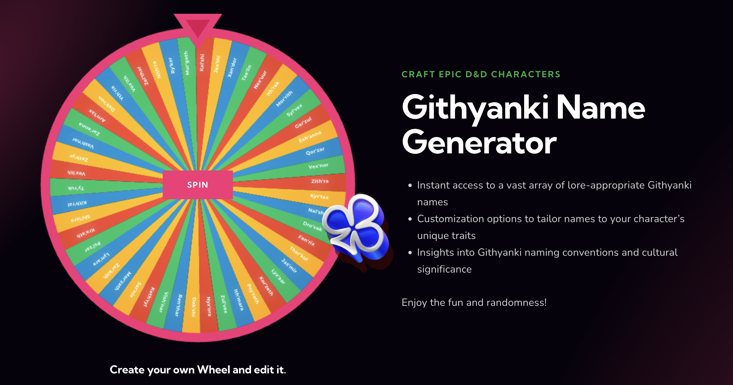 Githyanki Name Generator - Pick The Wheel