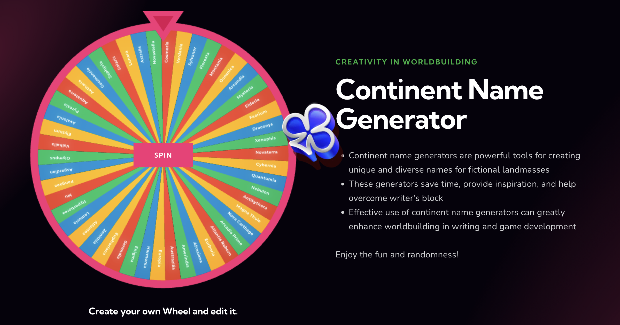🌎 Continent Name Generator | Inspire Your Worlds Instantly - Pick The Wheel