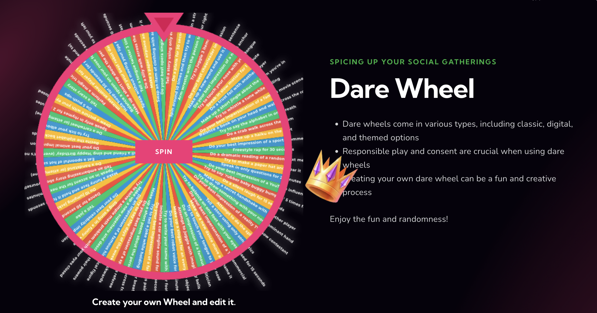 Dare Wheel | Spin for Fun, Laughter & 😈 Exciting Dares - Pick The Wheel