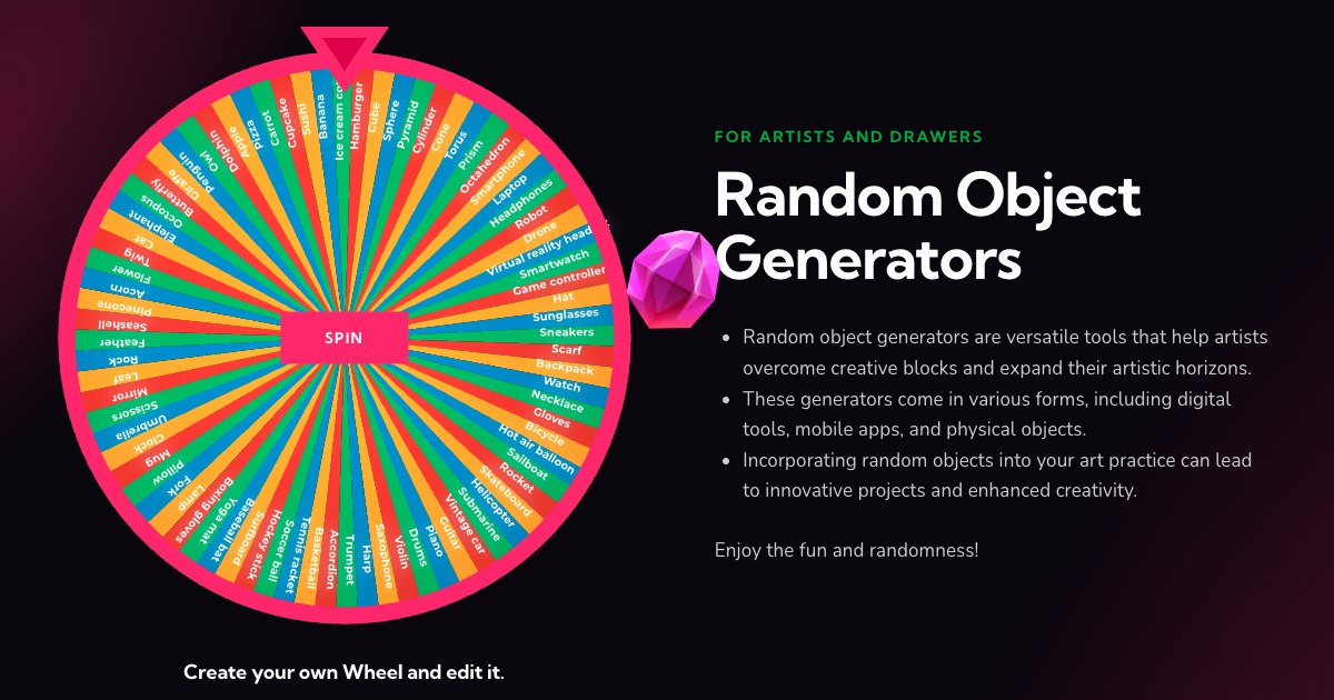 Random Object Generator 🎨 Ignite Your Art - Pick The Wheel