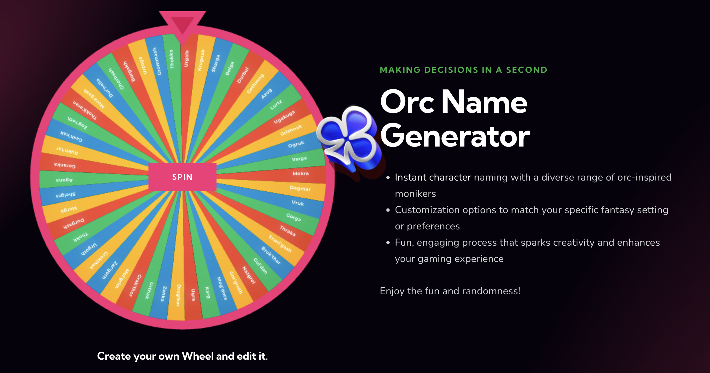 🔥 Orc Name Generator | Instant Fantasy Names Free 🎲 - Pick The Wheel