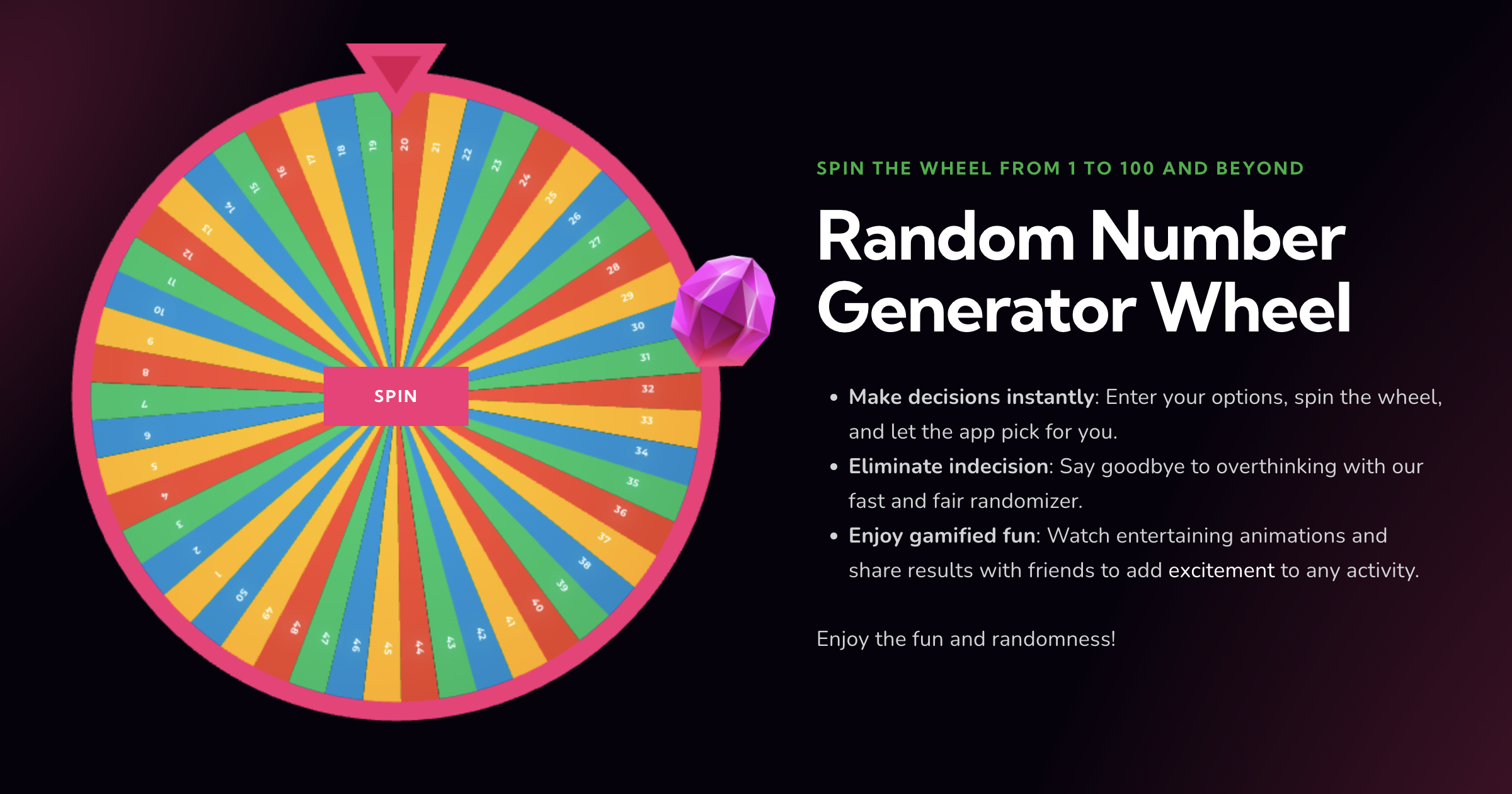 Random Number Generator Wheel 🎡 | Spin, Decide & Have Fun! 1️⃣ 2️⃣ 3️⃣ - Pick The Wheel